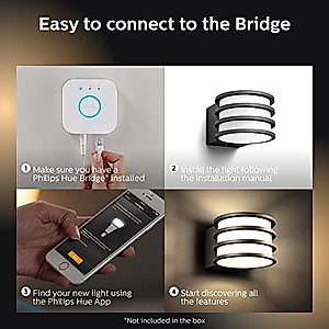 Philips Hue Lucca White Outdoor Wall Light, Works with Amazon Alexa, Apple HomeKit & Google Assistant (Hue Hub Required)