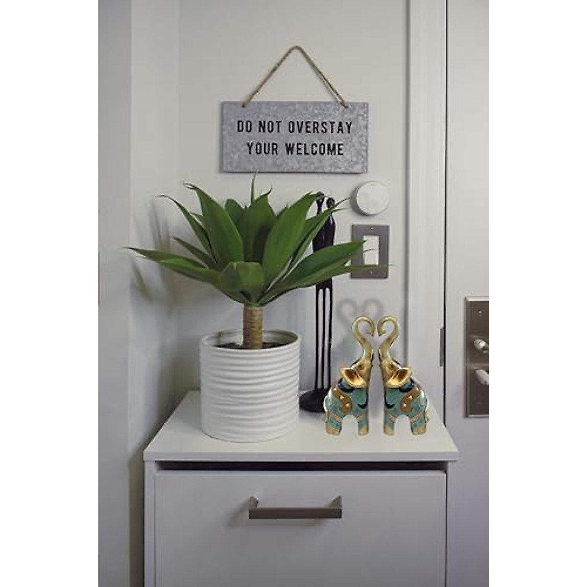 sugutee Good Luck Elephant Decor for Home, Large Gold Elephant Statue for Home Decor, Small Elephant Figurines and Statues (2 Pcs Medium)