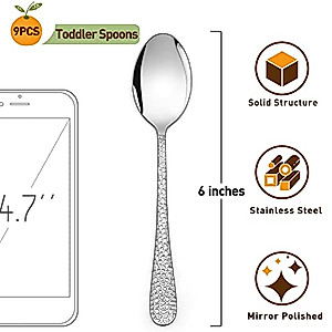 9-Piece Stainless Steel Kids Spoons, HaWare Toddler Flatware, Kids Silverware Preschooler Utensils, Baby Spoons for Self Feeding, Mini Cutlery Set for Home Kitchen School, Healthy and Dishwasher Safe