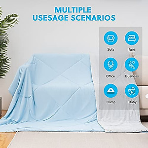 HOMFINE Cooling Blanket for Hot Sleepers - Both Sides Q-Max>0.45 Arc-Chill Cooling Fiber for All-Season, Breathable Soft Keep Cool Summer Blanket for Bed Couch Sofa (Blue, 90 x 90 inches)