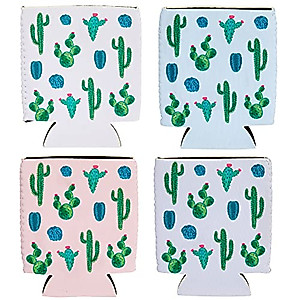 12 Pack Neoprene Soda Sleeves for Beer Cans, Soft Drinks, Beverages, Water Bottles, Cooler Sleeves for Cactus Party Supplies, Wedding Favors, Bachelorette Party