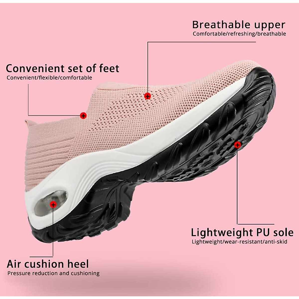 STUNAHOME Womens Slip-On Orthopedic Walking Shoes Non Slip Sole Breathable Mesh and Comfort Cushioning Sporty and Lightweight Sneakers for Women