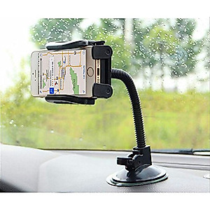 NEM Universal 3-in-1 Car Cell Phone Holder, Windshield Long Arm Phone Holder, Dashboard, Air Vent, Stand with Photo Frame for iPhone 12/11/X/8/7/7P/6s/6P/5S,Galaxy S5/S6/S7/S8/S9,Google,LG,Huawei