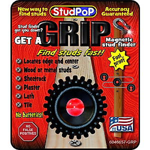 StudPoP Grip Magnetic Stud Finder. Finds Metal Fasteners Holding The Wall Board to The Studs. 3/4" diam Moving Magnet Gives an Audible Click and Visual Movement When Fastener is Found.