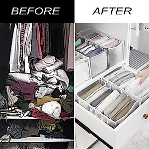 Evankin 2PCS Wardrobe Clothes Organizer - 7-Grid Drawer & Closet Storage Organizer - Nylon Mesh Organizer - Small Size for Leggings, Underwear, Socks (White)