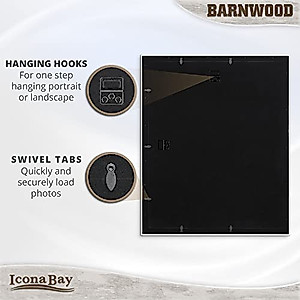 Icona Bay 16x20 Brown Oak Picture Frame, Country Rustic Style 16 x 20 Poster Frame, Wall Mount Only, Barnwood Collection