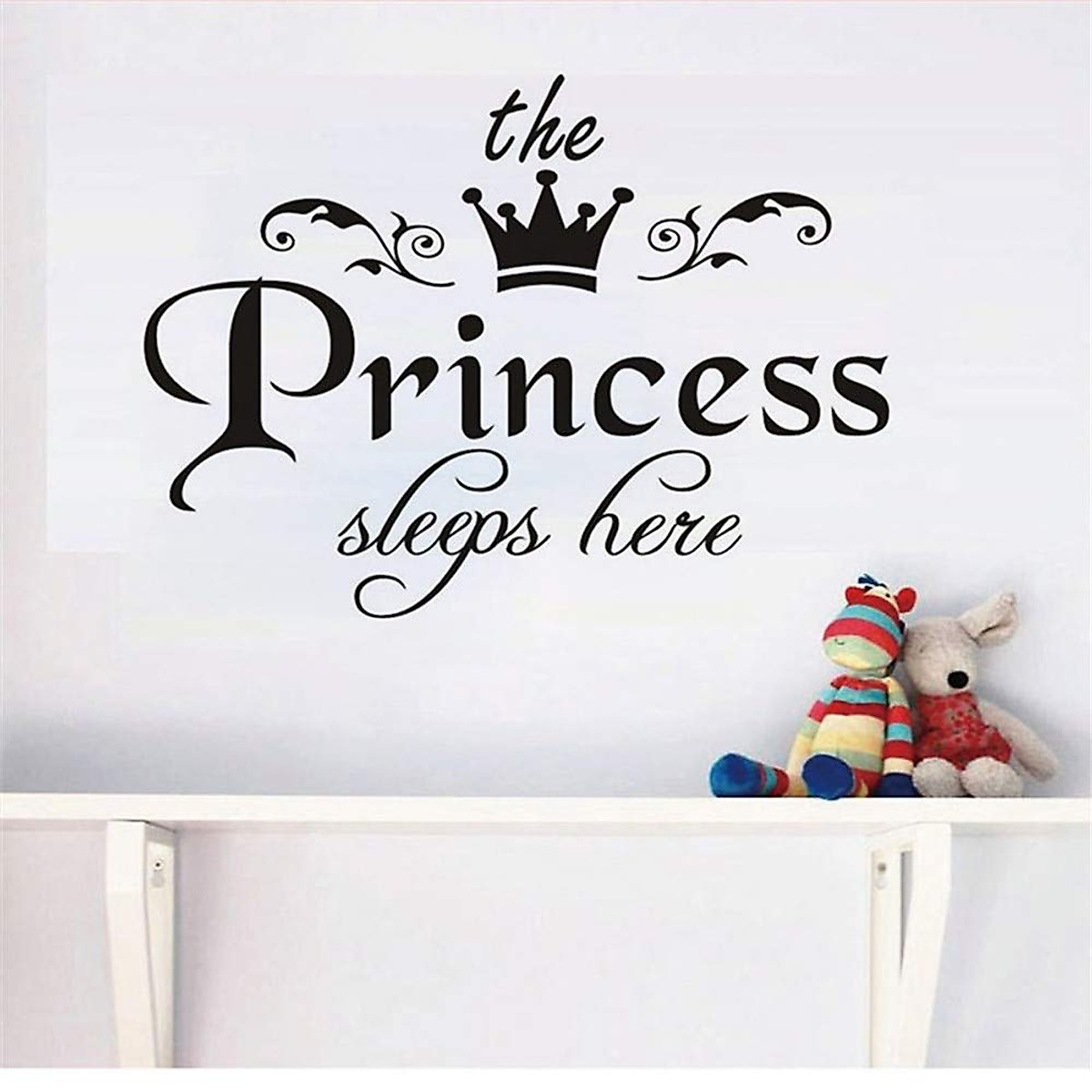 QISHENG The Princess Sleeps Here Wall Decal Vinyl Sticker for Kids Baby Girls Bedroom Decoration Nursery Home Decor Mural Design (The Princess Sleeps here, 40cm X 30cm(15.7"X11.8"）)