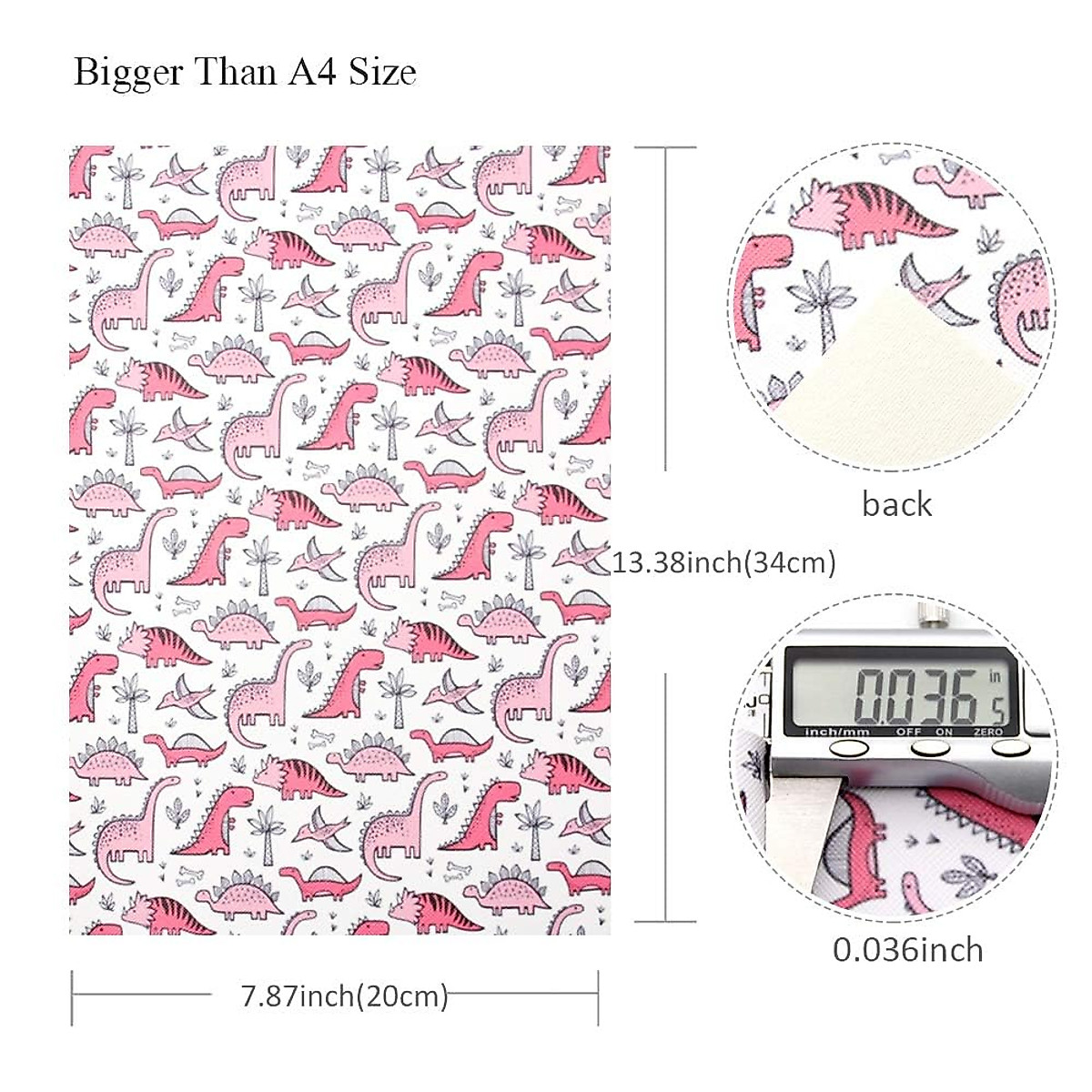 David Angie Dinosaur Printed Faux Leather Sheet 6pcs 7.9" x 13.4" (20 cm x 34 cm) for Earrings Hair Bows DIY Projects Making (Assorted)