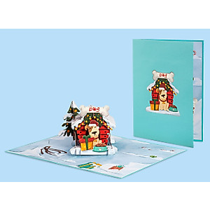Paper Love 3D Pop Up Christmas Card, Holiday Dog House