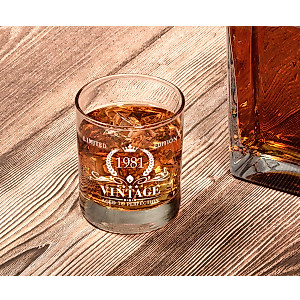 Triwol 1981 43rd Birthday Gifts for Men, Vintage Whiskey Glass 43 Birthday Gifts for Dad, Son, Husband, Brother, Funny 43rd Birthday Gifts Present Ideas for Him, 43 Year Old Bday Party Decoration
