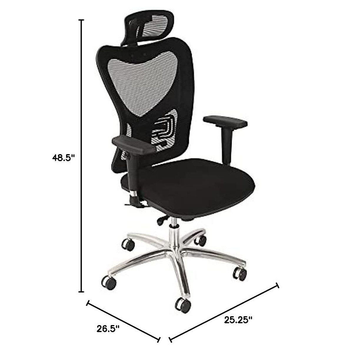 CangLong Adjustable Office Chair with Lumbar Support and Rollerblade Wheels High Back with Breathable Mesh - Adjustable Headrest, Black