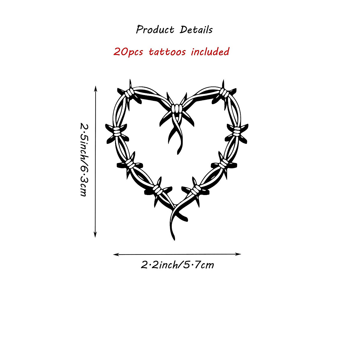 QualityLife Karol Temporary Tattoos, 20pcs Multicolor Heart Themes, Easy to Apply, Waterproof, Safe Materials, Long-Lasting, Concert Accessories or Gifts