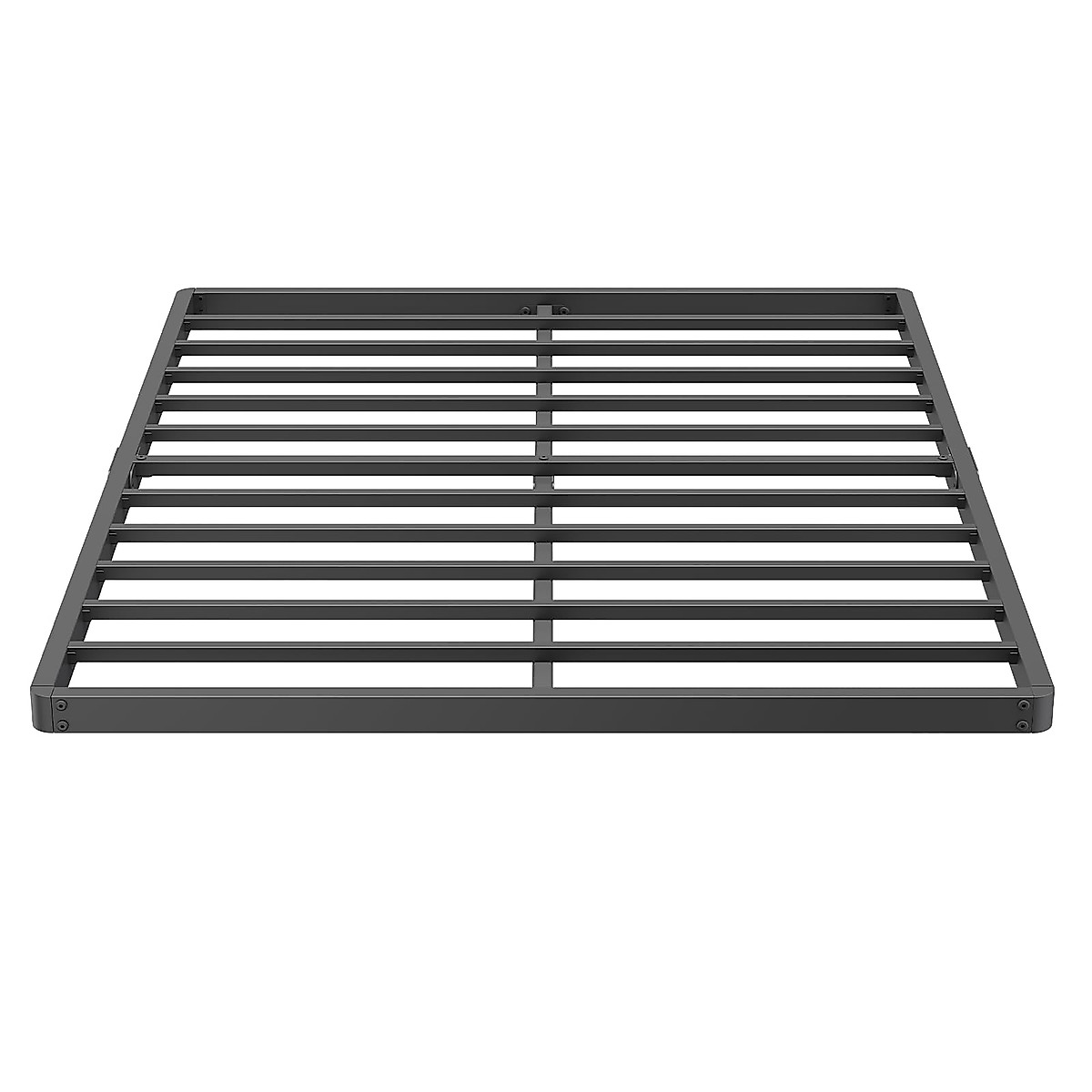 Bednowitz 2 Inch High Queen Box-Spring with Steel Slats, Quick Lock Queen Bunkie-Board Only, Low Metal Frame Bed-Slat Replacement, Noise Free Mattress Surpoort Base, Black
