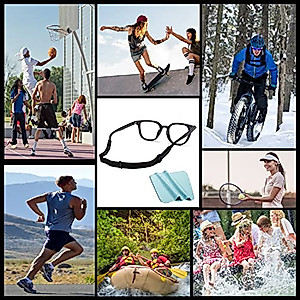 VINSONSI Glasses Strap - 3 Pcs Adjustable Eyeglass Strap and 3 Pcs Glasses Cloth Combination set - suitable for Men's and Women's Eyeglass Straps, Kids Eyeglass Straps, Sunglass Straps