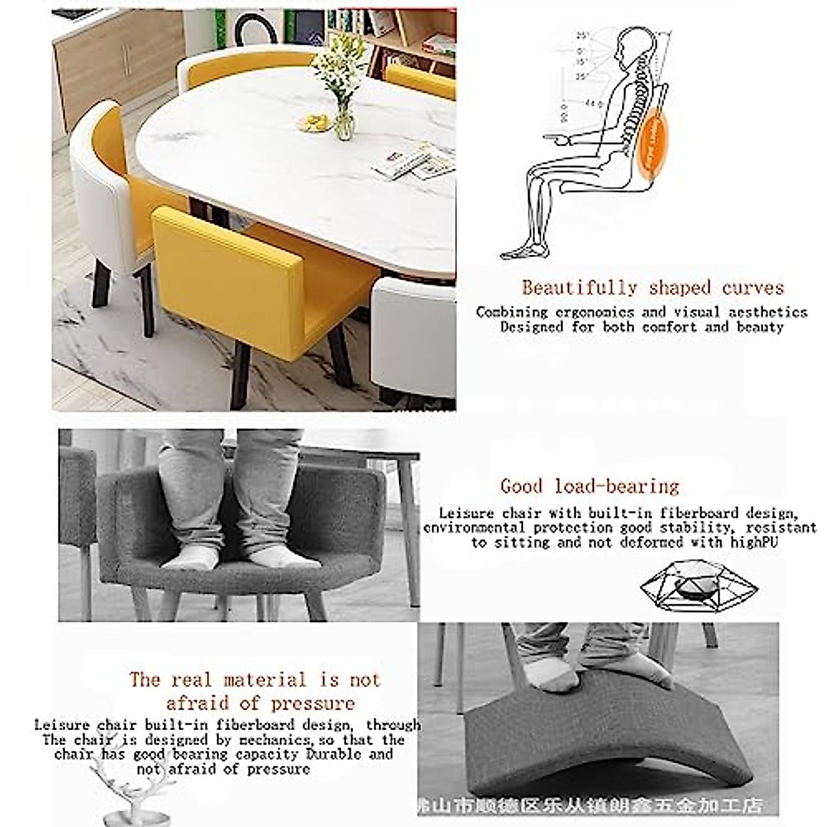 Office Reception Round Table- Dining Table and 6 Chairs, Rectangle/Oval Office Meeting Conference Table Coffee Reception Table Sets Break Room Table and Chairs Set (Color : Yellow 2) ( Color : Dark Pi