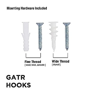 GSM Brands Garage Hooks, Heavy Duty Wall Mounted Utility Storage, Coated Steel 12 Pack [ Variety Pack, 5 Different Sizes ]