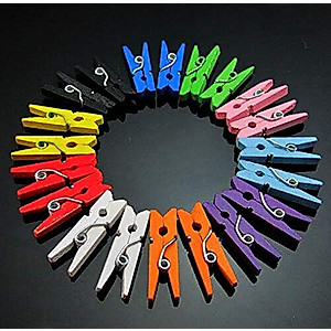 DurReus Tiny Clothes Pins Colorful Hang Up Photographs Drawings Party Clips Decor Baby Shower Game with Twine Pack 50 Pink