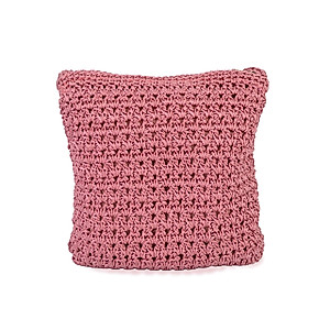 HatQuarters Boho Crochet Crossbody Handbag, Organizer Sling Bag, Small Crocheted Hippie Purse (Rose)