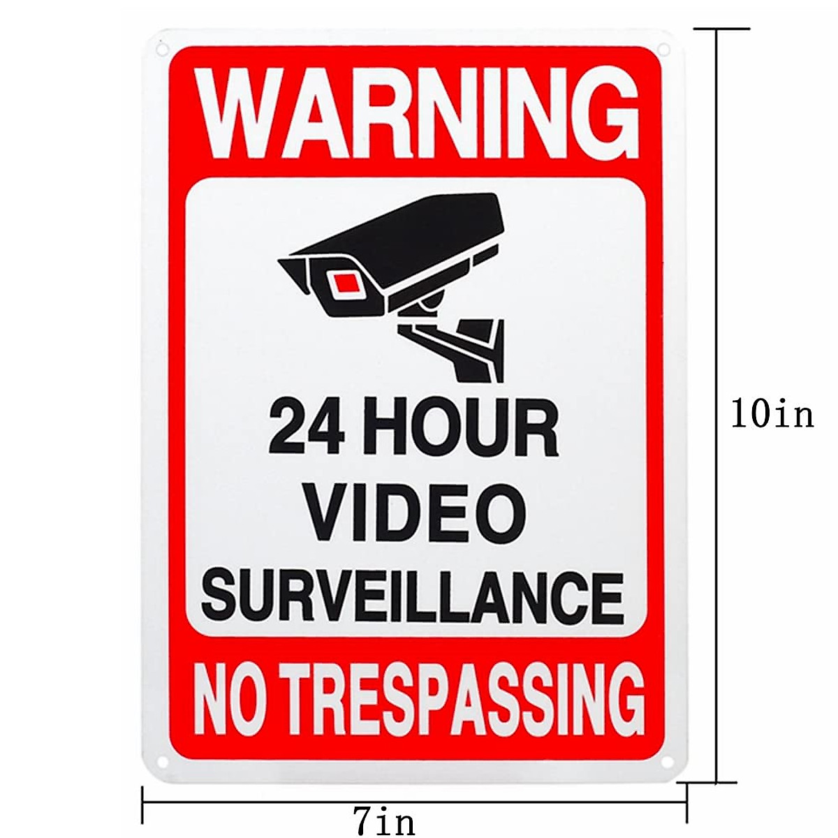 2-Pack Private Property No Trespassing Sign, No Trespassing Aluminum Warning Sign, Video Surveillance Signs Outdoor, Security Camera Sign for Home, Residential, Business, Warehouse, Driveway Alert, CCTV, Rust Free Aluminum 10 x 7 in(Red)