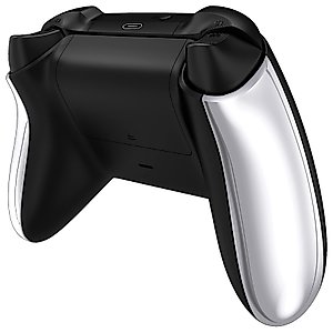 eXtremeRate Replacement Side Rails Grip for Xbox Core Wireless Controller, Chrome Silver Custom Accessories Back Panesl Handles Cover Shell for Xbox Series X & S Controller [Controller Excluded]