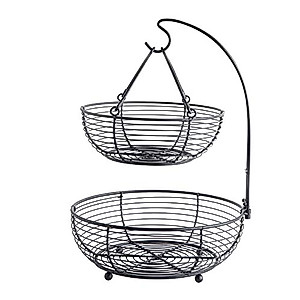 SunnyPoint Black Multifunction 2-tier Basket with Banana Hook