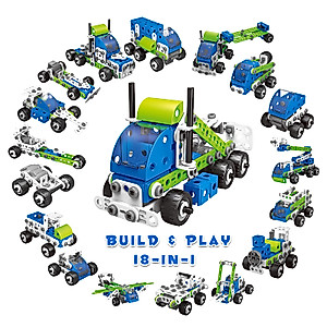 LETBEFUNA 18-in-1 Erector Set for Boys 6-12, STEM Building Toys for Kids Ages 5 6 7 8 9 10 1112 Year Old Boys Girls, 175 PCS DIY Construction Learning Toy with Pull Back Function Toys for Kids