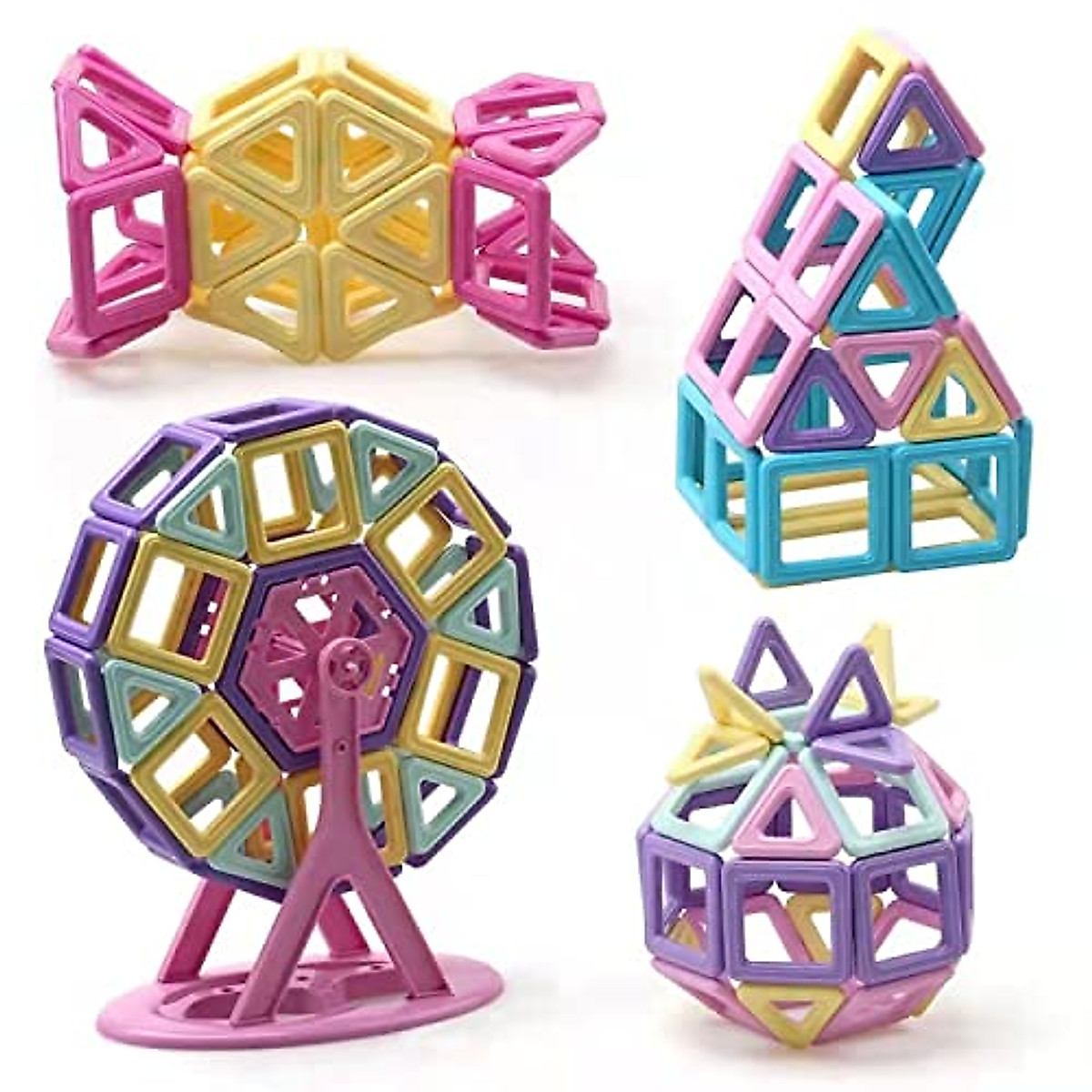 Magnetic Toys Magnet Tiles -3D Macaron Colors Learning & Development Building Blocks, Preschool Educational Construction Kit for Boys Girls Toddlers Gifts(30-Piece)-18