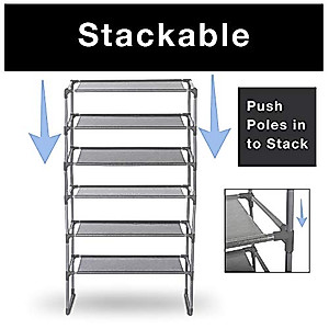 Smart Design Shoe Rack Shelf - Stackable - Laminated Liner - Steel Metal Frame - 3-Tier Holds 9 Pairs - Entryway, Closet, & Garage - Home Organization