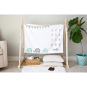 Elephant Milestone Baby Blanket for Girl or Boy with Canvas Bag and Marker - 60" x 40"