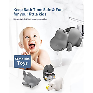 Mandoo Faucet Cover Bathtub Baby, Bath Spout Cover for Baby, Bath Faucet Cover for Kids, Tub Spout Cover Bathtub Faucet Cover Kids Safety, Protection Baby Universal Bath Silicone Toys Grey Hippo