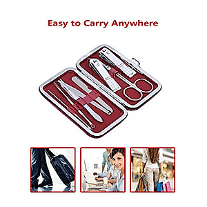 Uouteo Nail Clippers Kits 8 PCS Pink Manicure Pedicure Kit with Travel Case