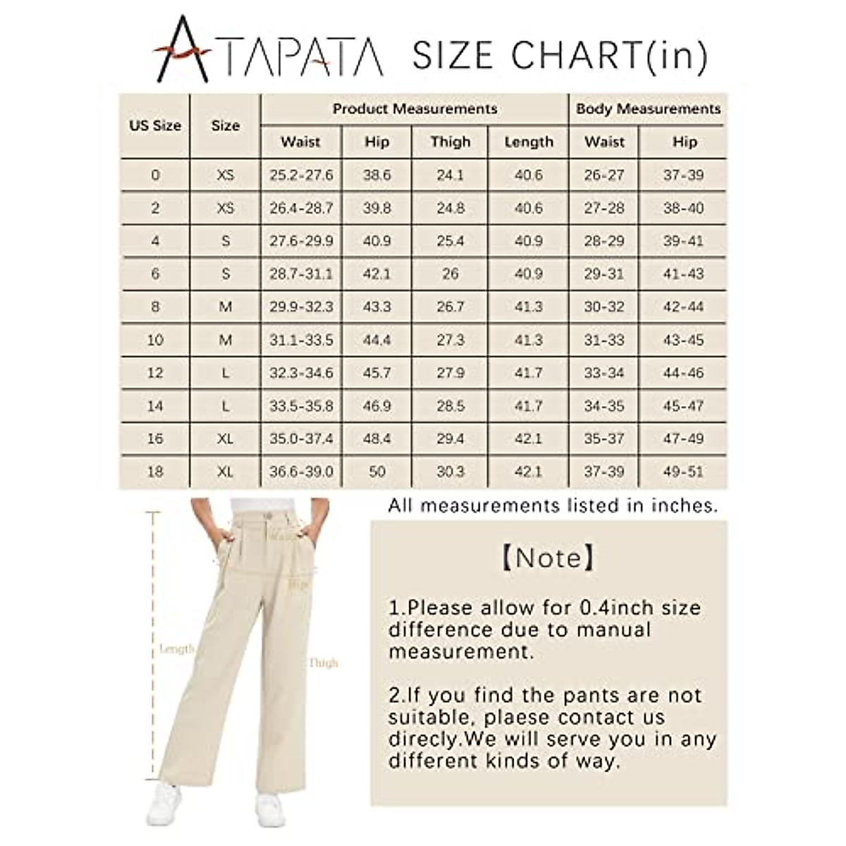 Tapata Womens Wide Leg High Waist Straight Leg Casual Pants Stretch Comfy Pockets Relaxed Fit, Beige, 6