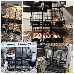 X-cosrack Fresh Egg Holder Countertop, 3 Tier Egg Rack with 4 Dividers to Separate Eggs for A Week, Stackable Wire Baskets for Storing Fresh Eggs, Large Egg Dispenser for Countertop/Wall-Mounted