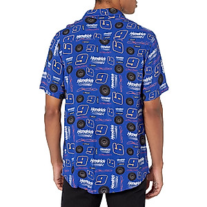 FOCO NASCAR Chase Elliott Men's Floral Button Up Short Sleeve Shirt, Team Color, L
