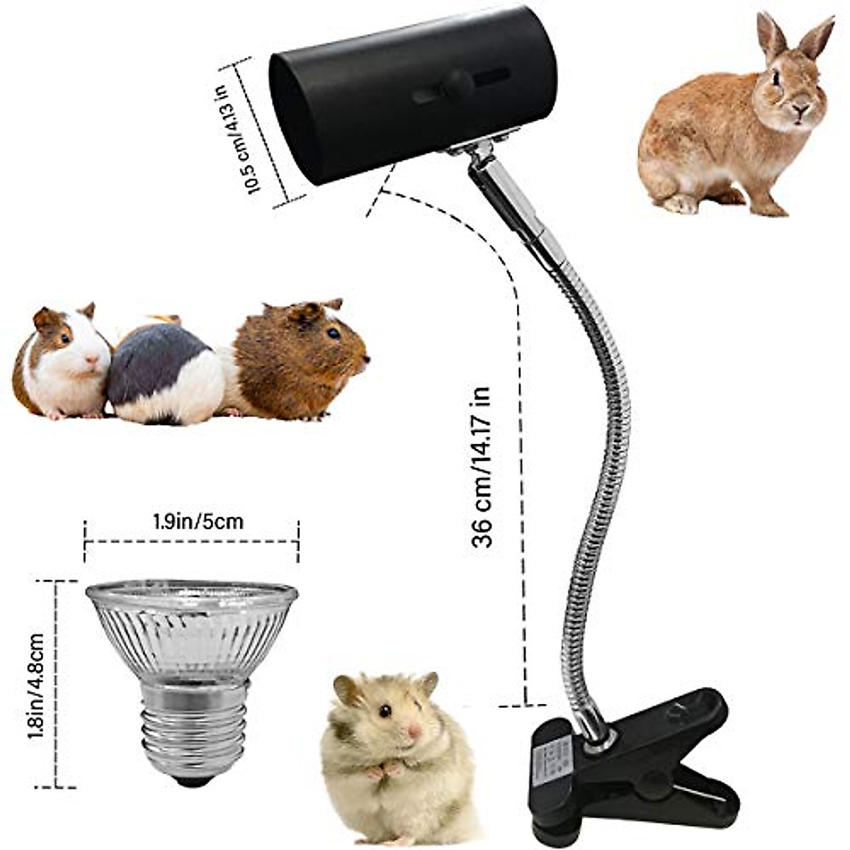 GABraden Reptile Pet Coop Heater 50W Safer Than Brooder Lamps Used for Rabbits, Chickens, Hamsters and Other Small Animals (Black)