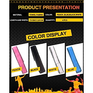 Toweling Racket Overgrip, Super Absorbent Cotton Towel, Skid Resist Absorb Sweat Grip Tape, Handles Protection for Tennis Badminton Racquetball Squash Baseball