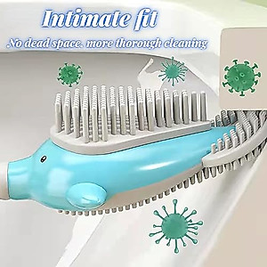 LUOWUYOU Cute Dolphin Toilet Brush, Funny Toilet Brush Silicone Toilet Brush Toilet Brush Novelty Set (Pink)