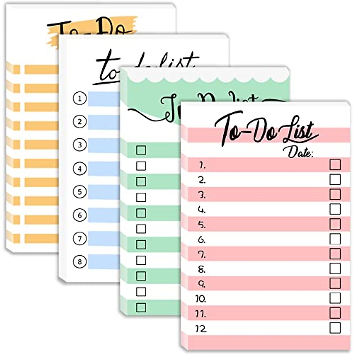 SIMPWAY to Do List Notepad, 200 Sheets 4.0 x 6.0 Inches to Do List Planner Sticky Notes, Grocery List, Reminders, Suitable for Work Planner, Daily to-do List Planner, Academic Planner, 4 Cute Designs