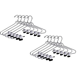 Quality Add-On Pant Skirt Blouse Hanger 60-Pack, Heavy-Duty Add-On Skirt Hangers with Clips, Multi Stackable Add on Hangers, Adjustable Wide Clip Pants Hanger, Chrome (Skirt Hanger - Wide Clips, 60)