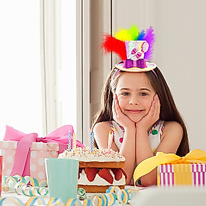 Bnikion Sweet Mini Top Hat Headband with Multicolor Feathers