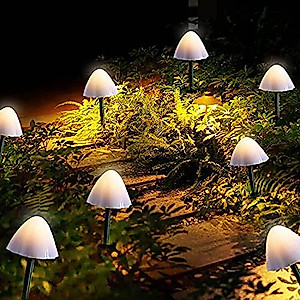 Outdoor Solar Garden Lights, Set of 12 Mini Light Outdoor Waterproof Cute Mushroom Shaped Pathway Landscape Lights for Yard Patio Party Wedding Festival Decoration (Warm White)