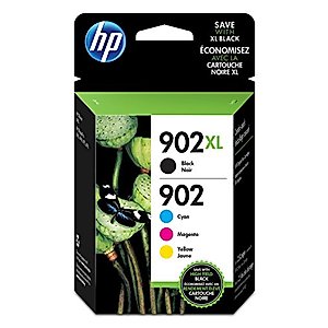 HP 902 / 902Xl (T0a39an) Ink Cartridges (Cyan Magenta Yellow Black) 4-Pack in Retail Packaging