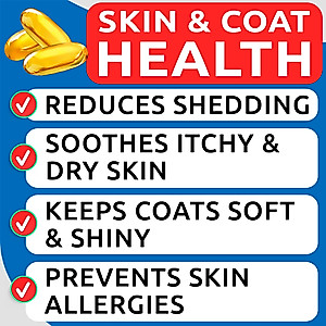 BARK&SPARK Omega 3 for Dogs Bundle - Anti-Itch Skin + Skin Allergy - Omega 3 Fish Oil + EPA & DHA Fatty Acids - Itching & Paw Licking + Itch Relief - 180 Softgels + 32oz - Made in USA