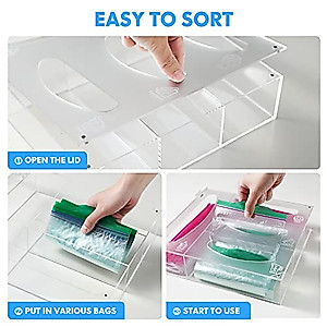 Acrylic Ziplock Bag Storage Organizer, Food Storage Bag Holders for Gallon, Sandwich, Snack, Quart Size Bags, Compatible With Ziploc, Solimo, Hefty, Glad Bags Variety Size