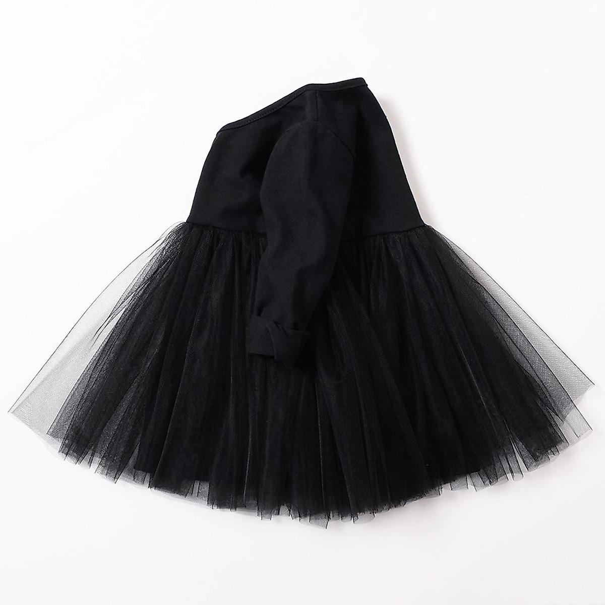 Baby Girls Black Dress Tutu Long Sleeves Ruffle Tulle 9-48m (24-36m, Black)