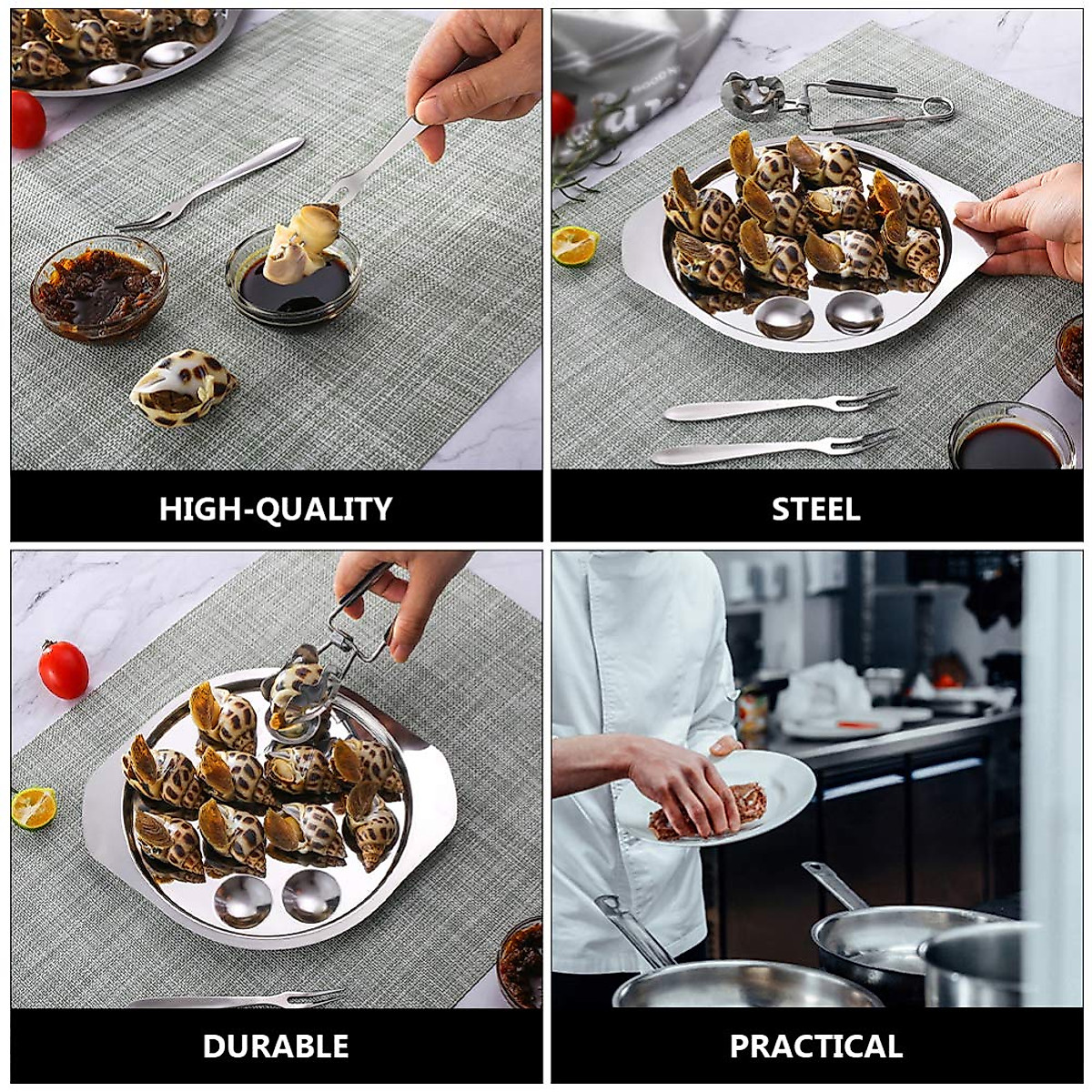 YARNOW 2pcs Stainless Steel Escargot Plates Dishes 12 Compartment Holes Escargot Baking Dishes for Snail BBQ Mushroom Silver