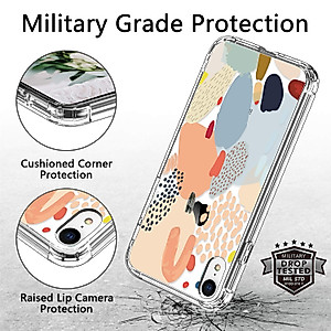 ICEDIO iPhone Xr Case with Screen Protector,Clear with Multi-Colored Painting Patterns for Girls Women,Shockproof Slim Fit TPU Cover Protective Phone Case for iPhone XR