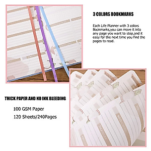 Update Pu Leather Monthly&Weekly Life Planner Organizer Notebook Gratitude Journal Productivity Journal with Pen,12 Colors Fineliner Pen&Stickers Time Management for Men&Women(Lightblue)