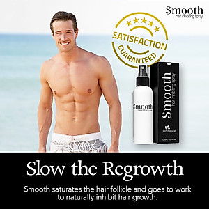 Smooth - Best All Natural Hair Growth Inhibitor Spray After Body Face Hair Removal Permanently Minimizes Regrowth Women Men Sensitive Skin 4.3 fl oz