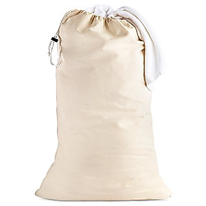 Cotton Laundry Bag, 2 Pack - 24" x 36" - Sturdy, 100% Cotton, Locking Drawstring Closure for Easy Carrying, Perfect Laundry Bag for College Students Living in Dorms, and Sorting Laundry at Home.